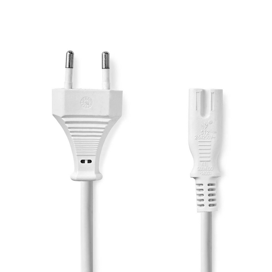 Stroomkabel Euro Male IEC-320-C7 | Wit | 3 meter | Nedis CEGL11040W